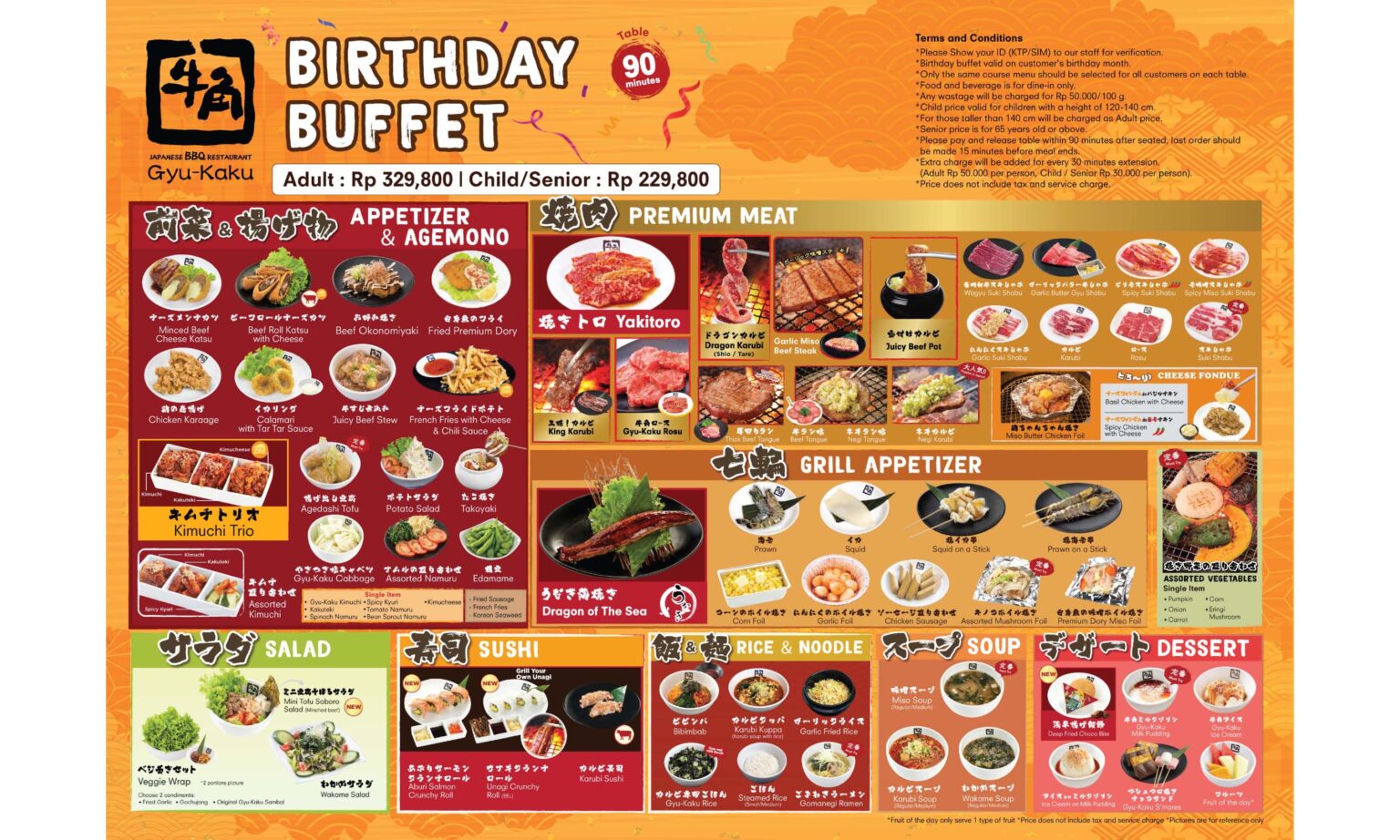 BIRTHDAY BUFFET – GYU-KAKU MENU